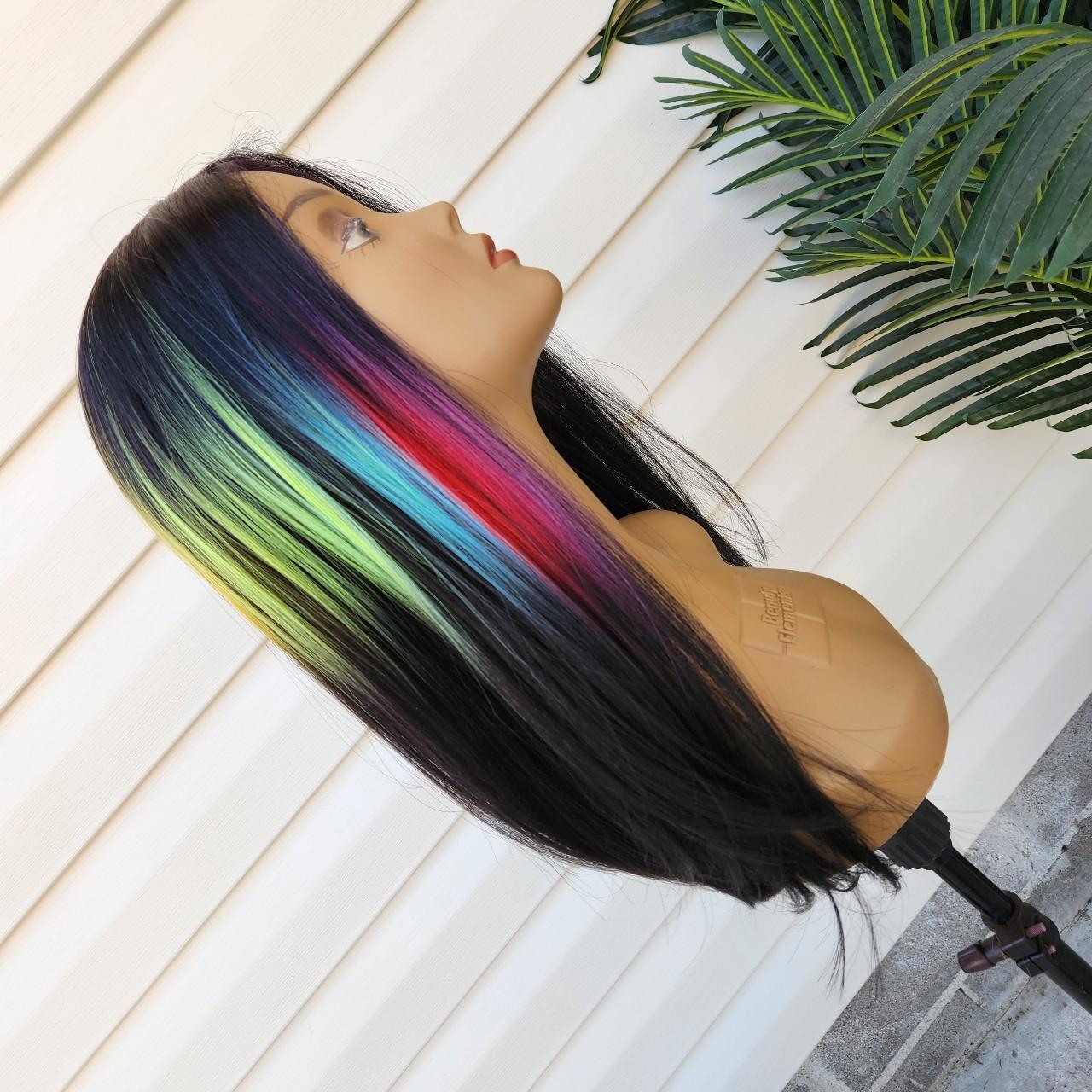 Beautiful medium length rainbow highlights lace... - Depop