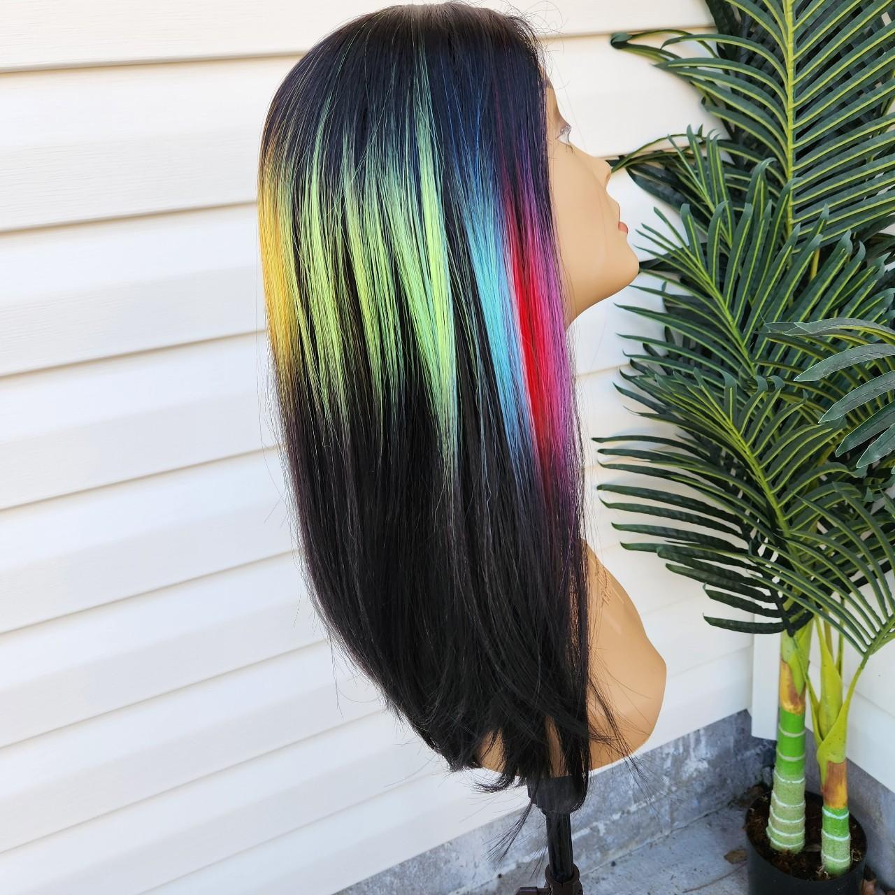 Beautiful medium length rainbow highlights lace... - Depop