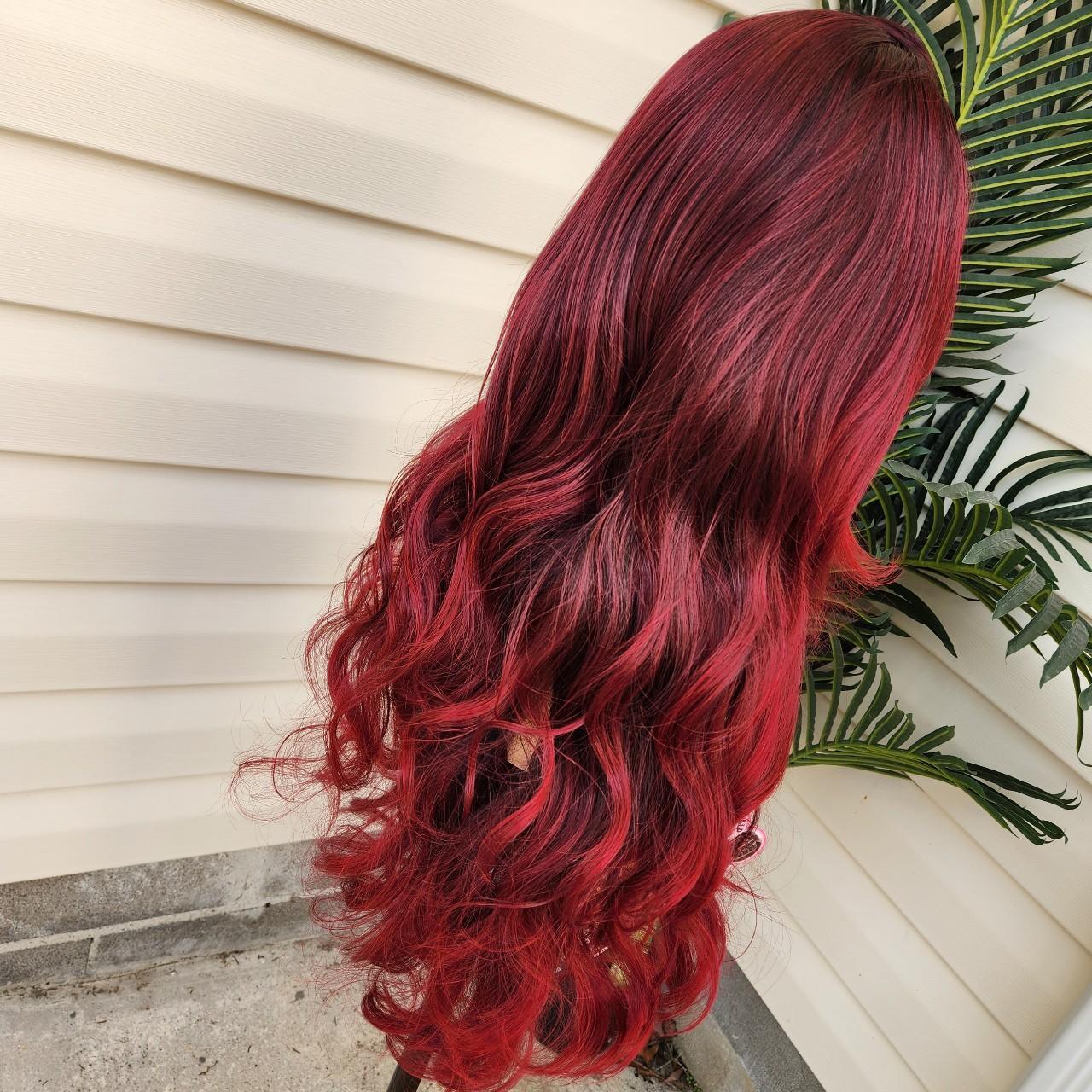 NWT Long red velvet free part 13 x 6 lace front wig... - Depop