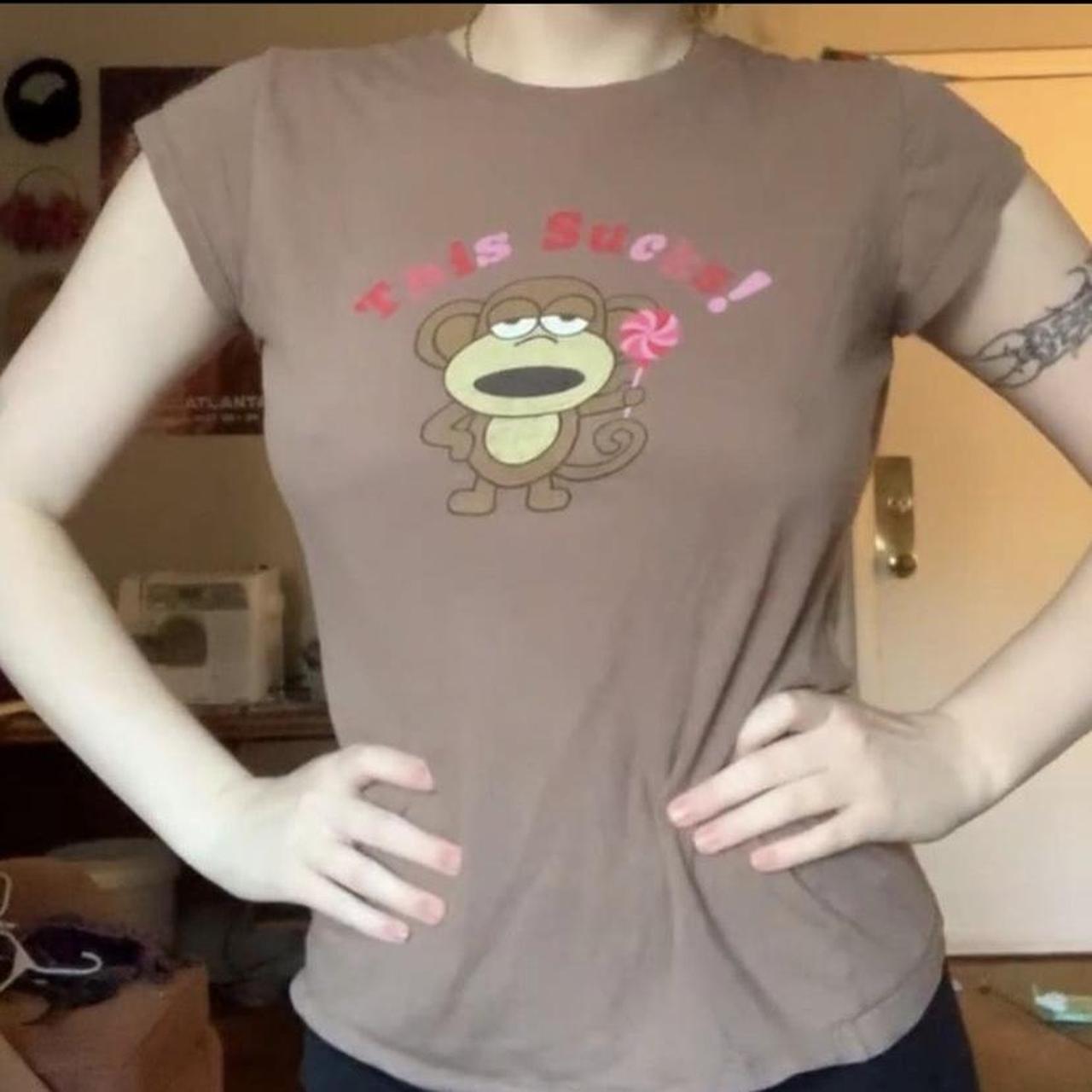 2000s cutie monkey tee #2000s #paulfrank... - Depop