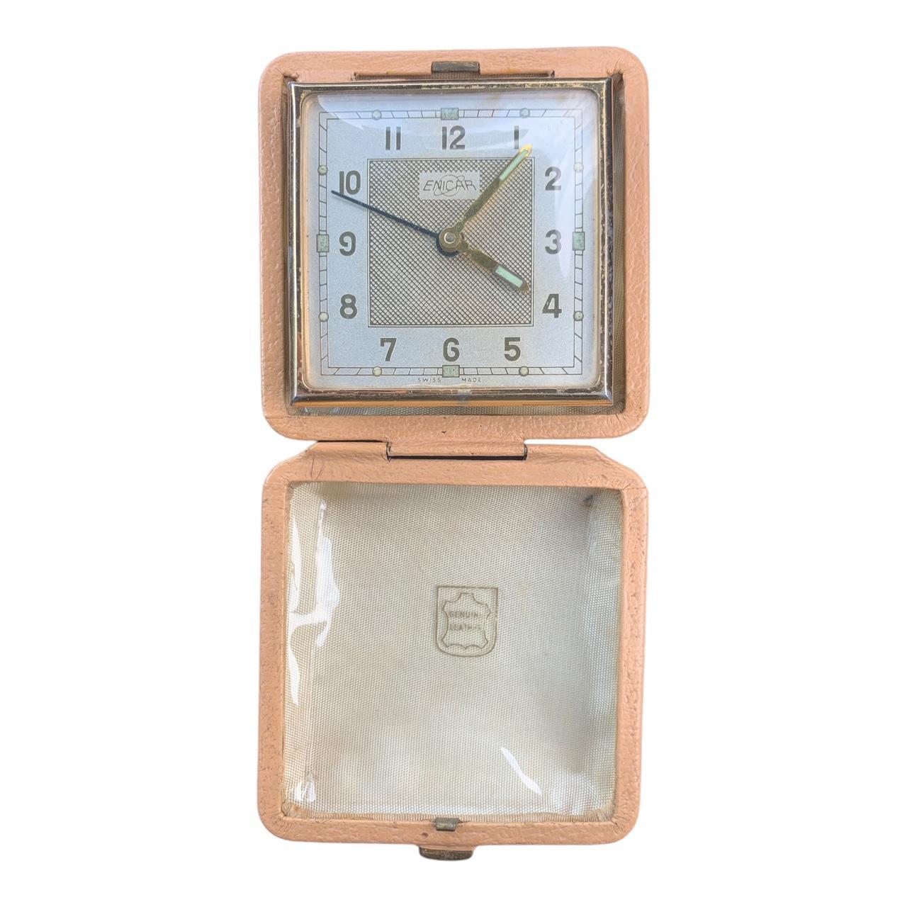 Antique vintage clock Enicar travel alarm clock... - Depop
