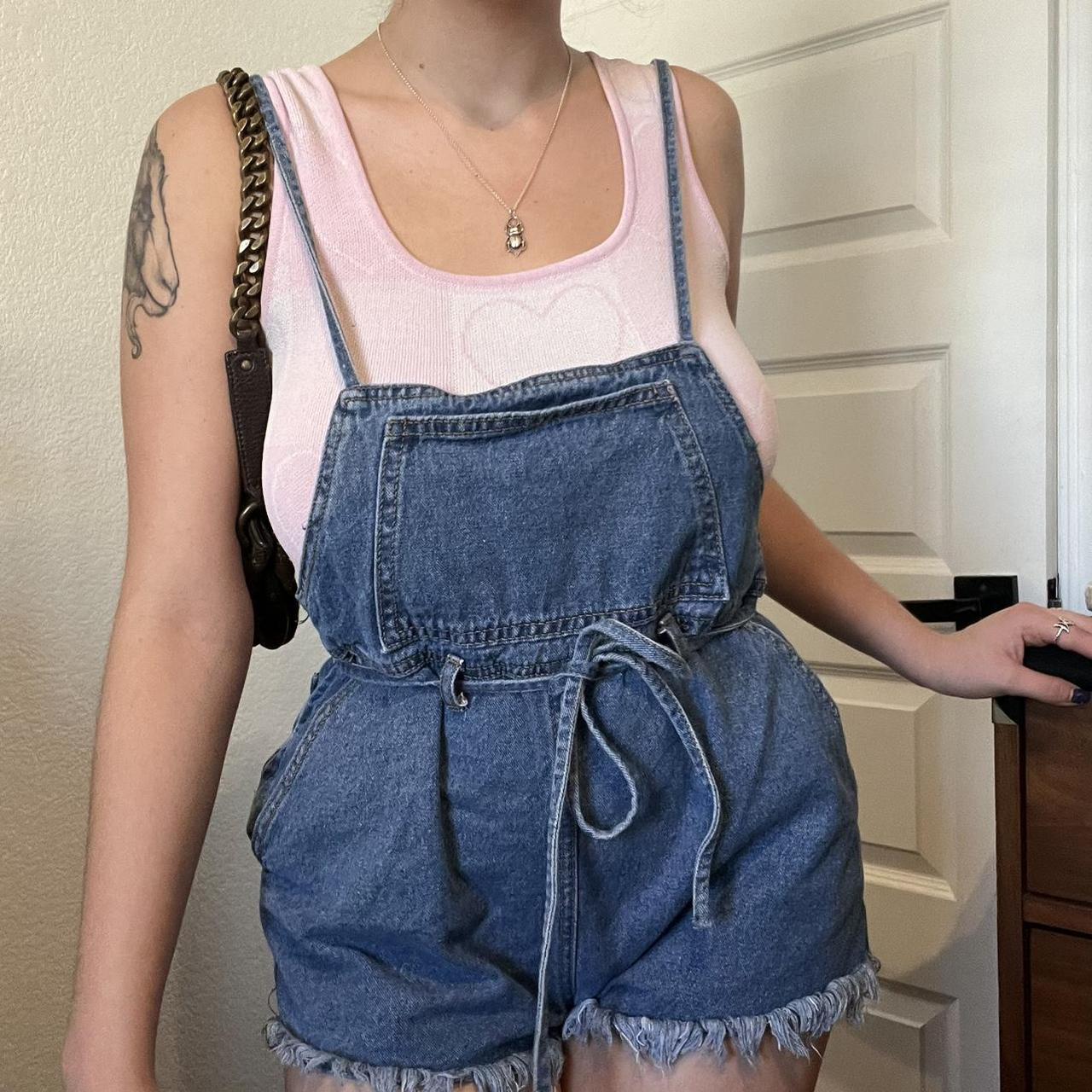 Really cute forever 21 romper denim romper overalls... - Depop