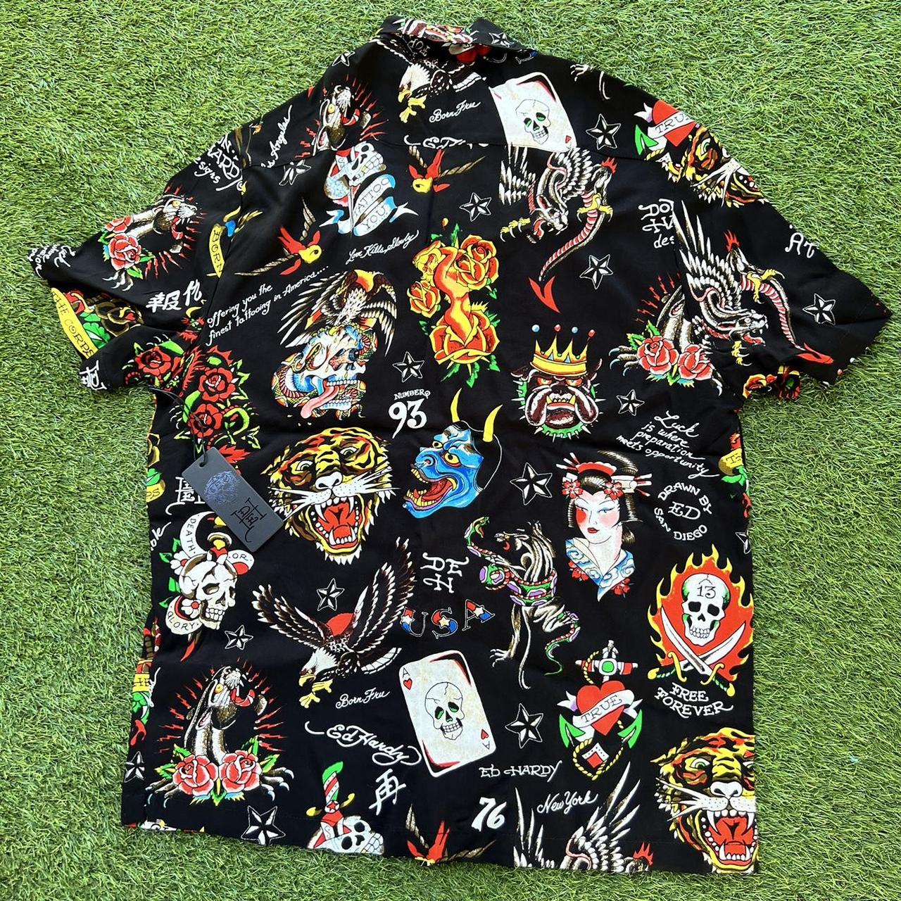 Ed Hardy Shirt Button up size Small Has his vintage... - Depop