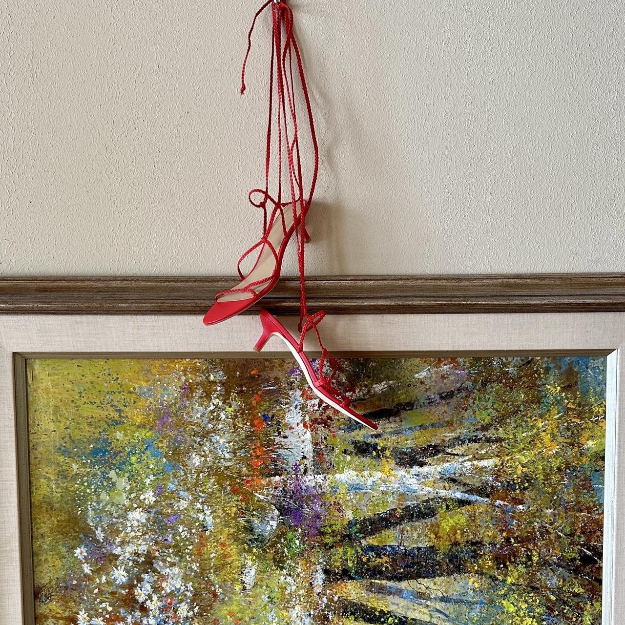 Reformation porto sandals, cherry red one-inch heel,... - Depop