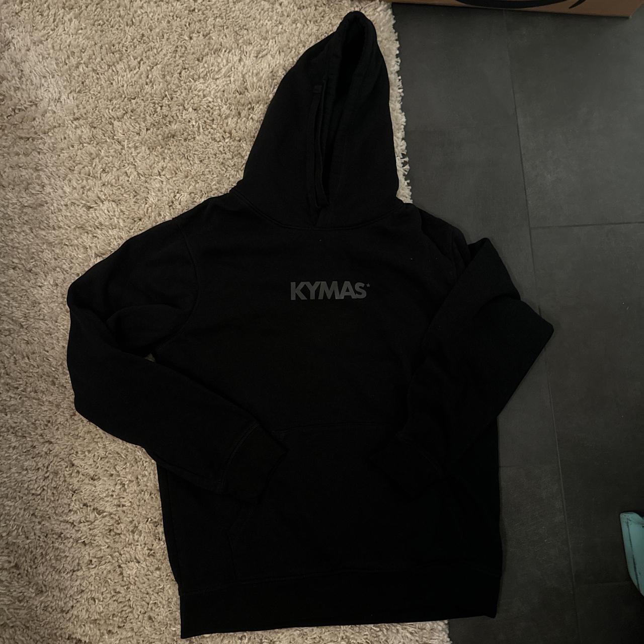 KYMAS black and grey hoodie with disco ball on the... - Depop