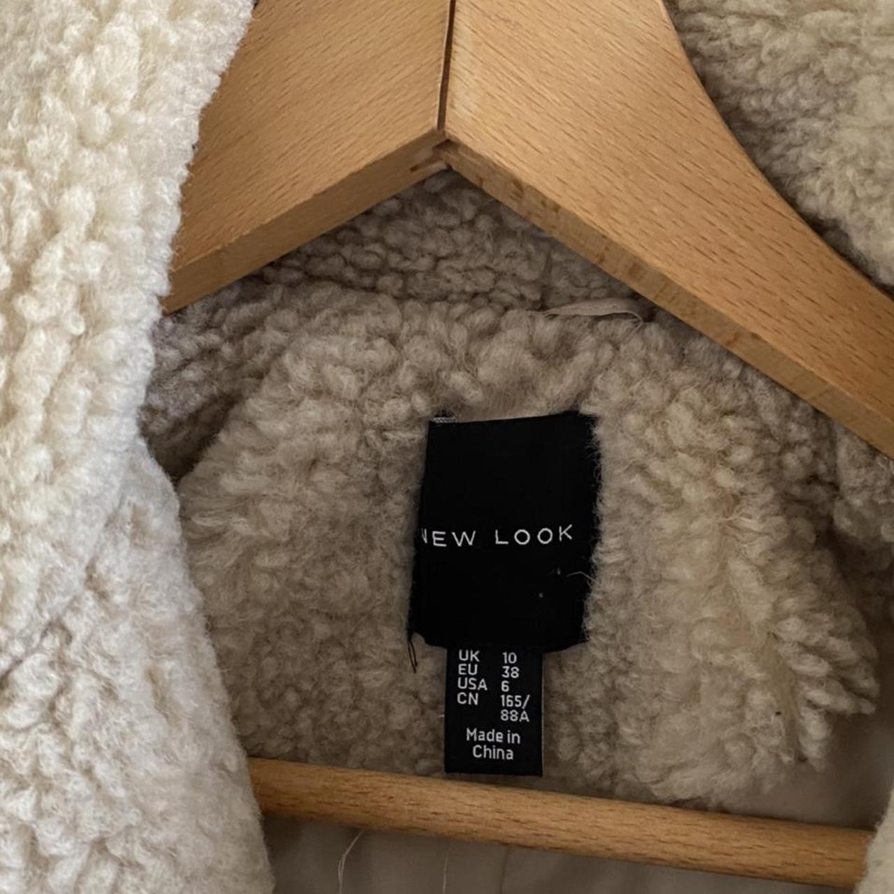 Cream new look teddy coat Size 10 Worn a few time... - Depop