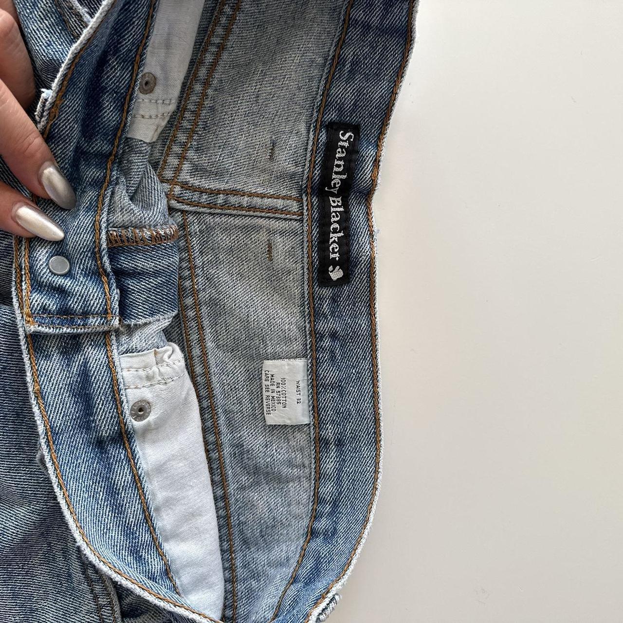vintage Stanley Blacker medium wash jorts -jean... - Depop