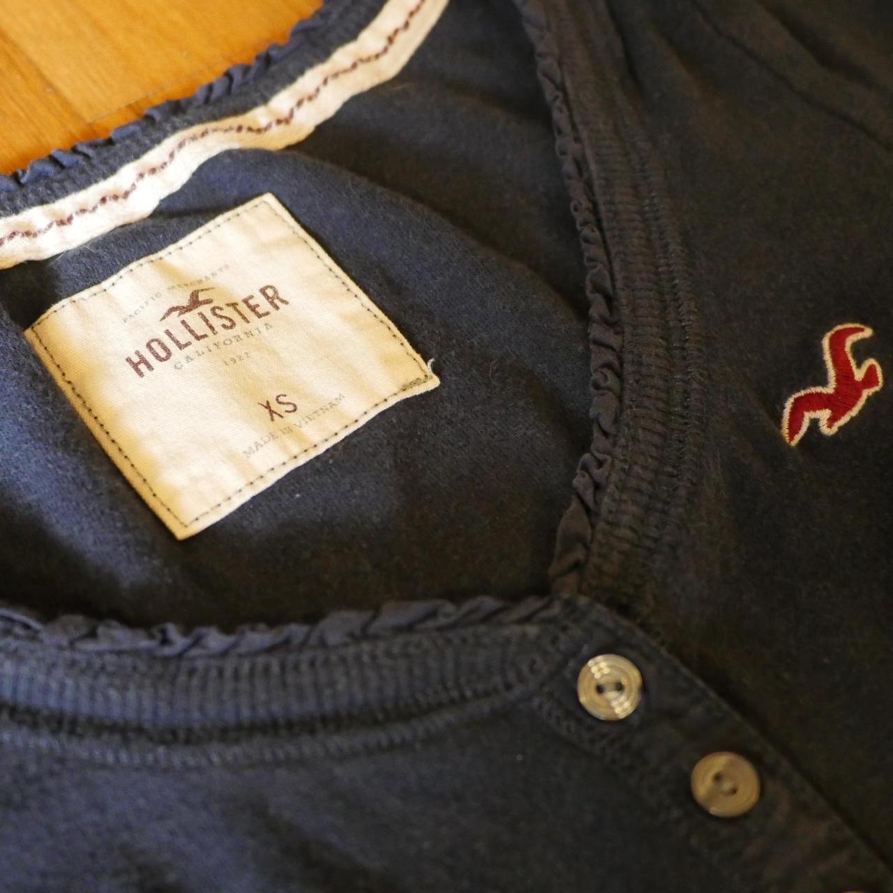 Vintage Hollister 3/4 sleeve navy blue henley... - Depop
