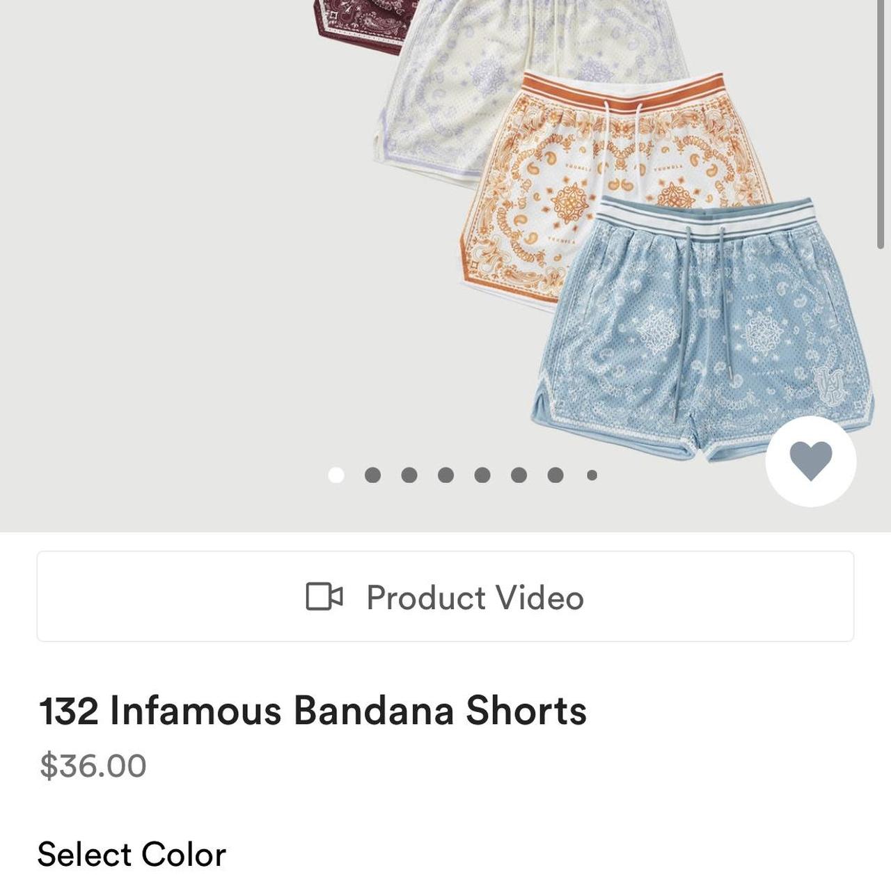 YOUNGLA INFAMOUS BANDANA SHORTS orange small worn... - Depop