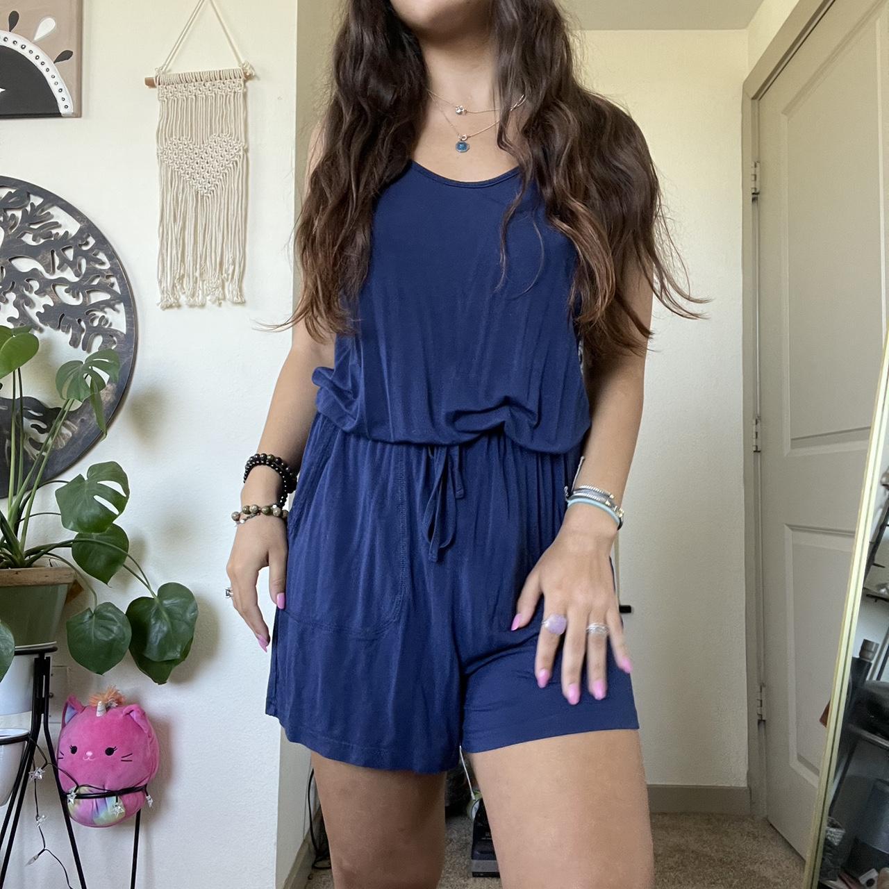 Most cozy navy blue romper 🙏 this romper is soo cute... - Depop
