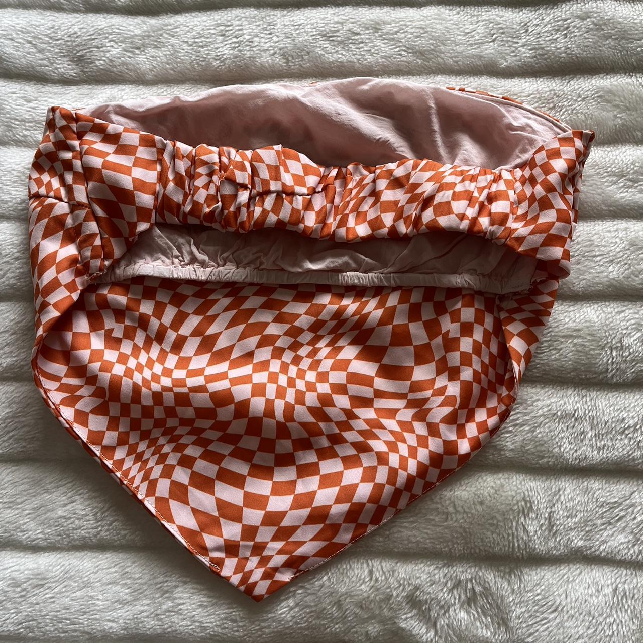 CHECKERED TUBE TOP #glassons #festival #orangetop - Depop