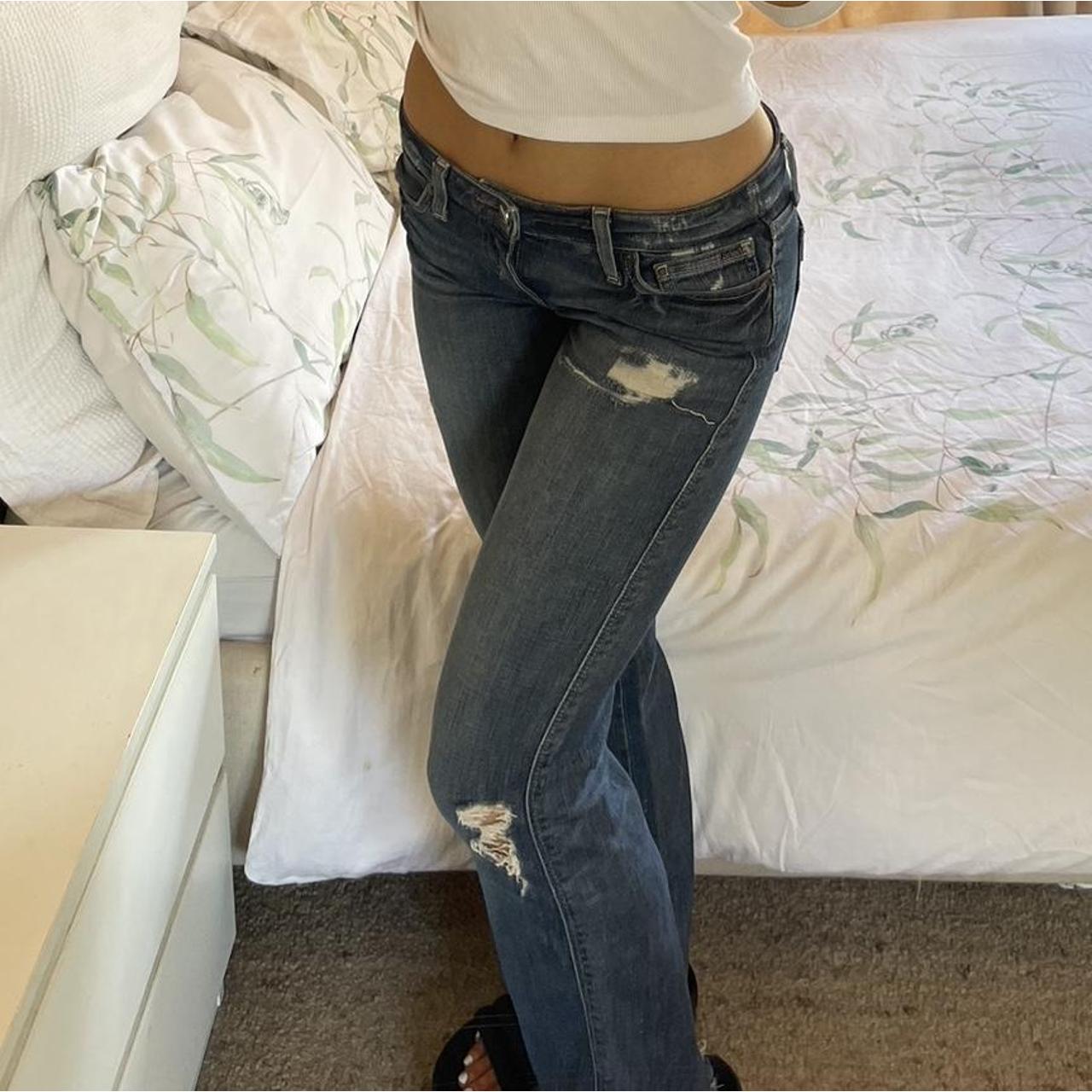 Hott low rise dark wash bootleg jeans from... - Depop