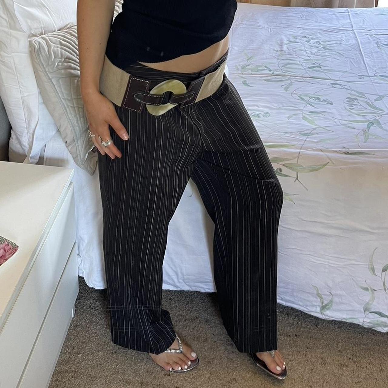 Arthur Yen straight wide leg stripe trousers Size... | Depop