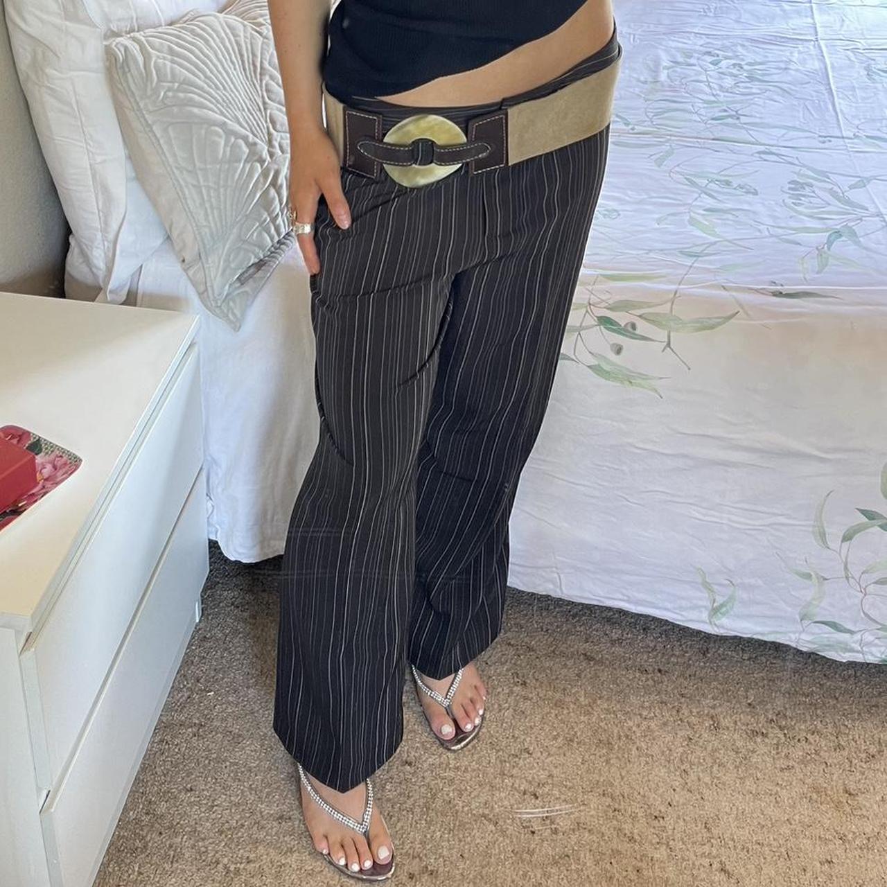 Arthur Yen straight wide leg stripe trousers Size... | Depop