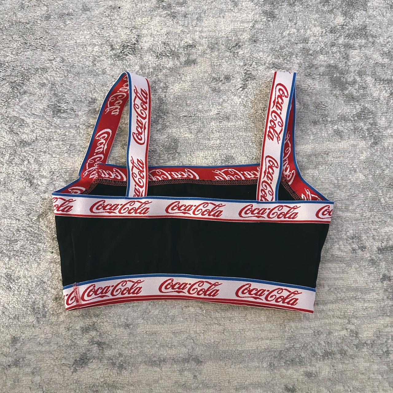 Coca-Cola Women's Black and Red Crop-top | Depop