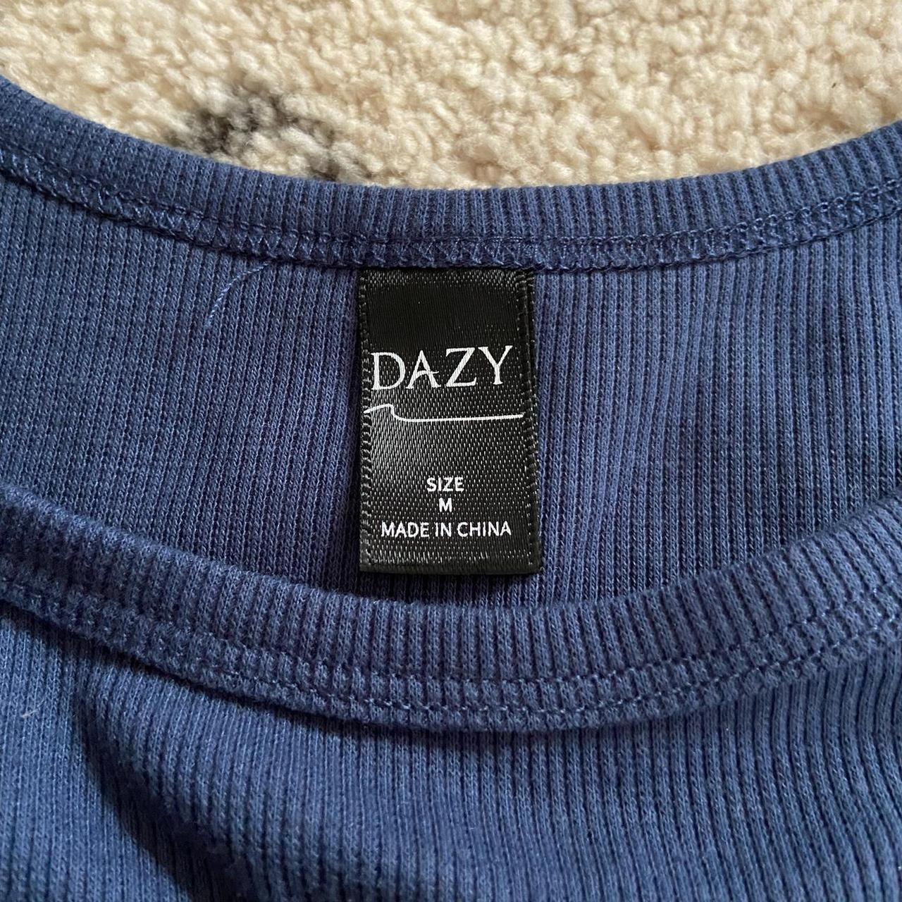 DAZY navy blue hawaii tiny tank size medium super... - Depop