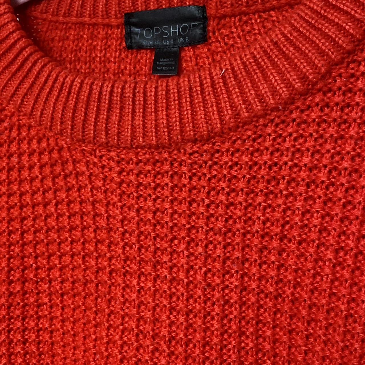 Topshop red knit jumper with puff sleeves ️ Size 10 - Depop