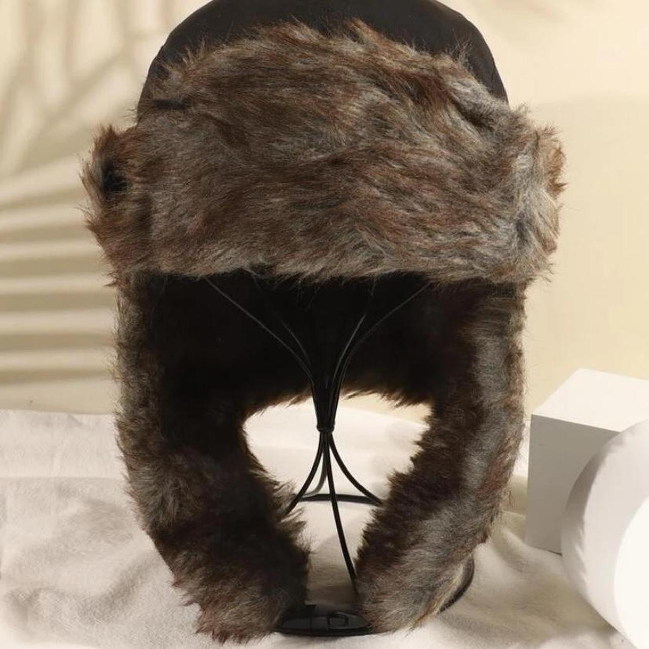 black trapper hat shipping asap #trapperhat #y2k... - Depop