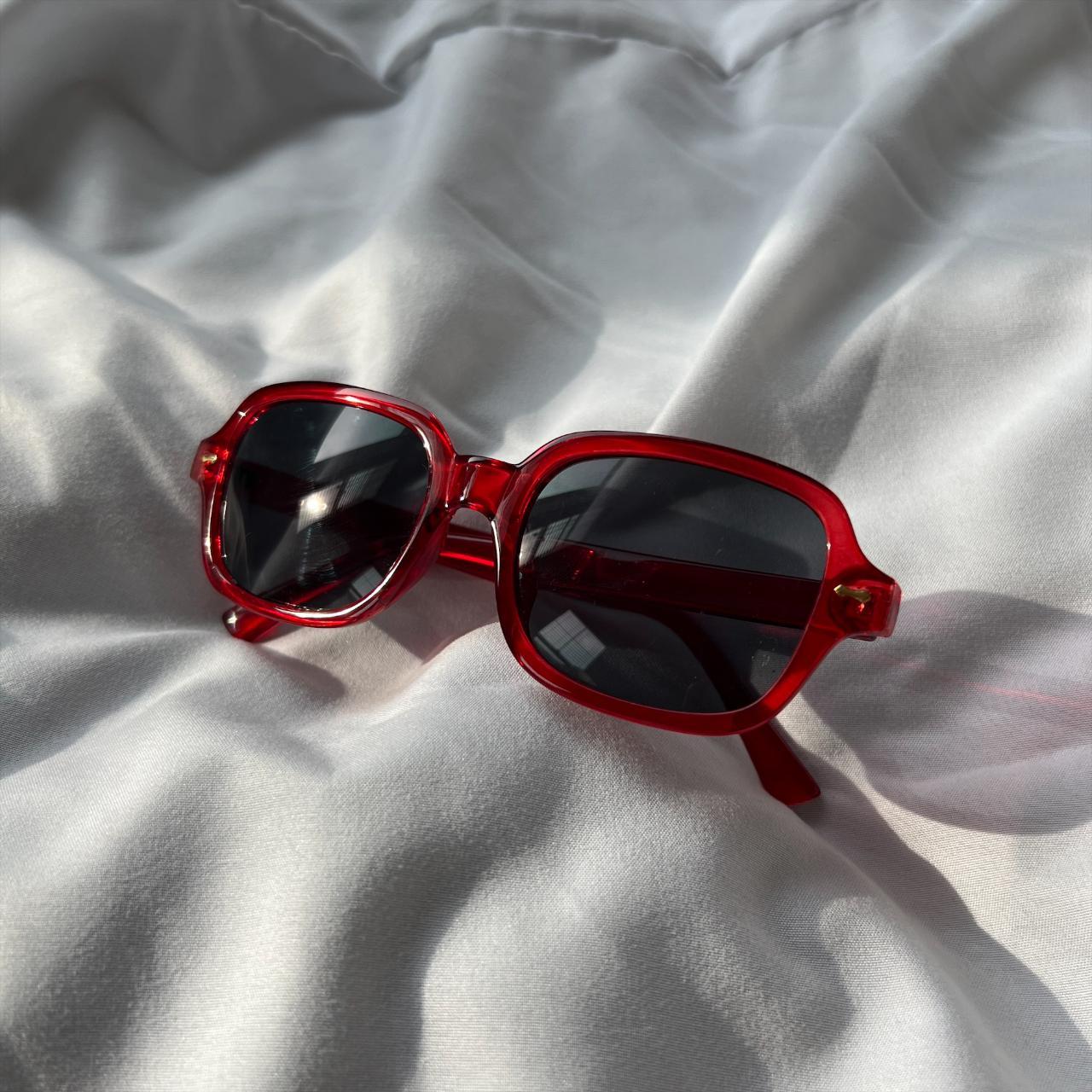 Red Vintage Rectangular Sunglasses #summer... - Depop