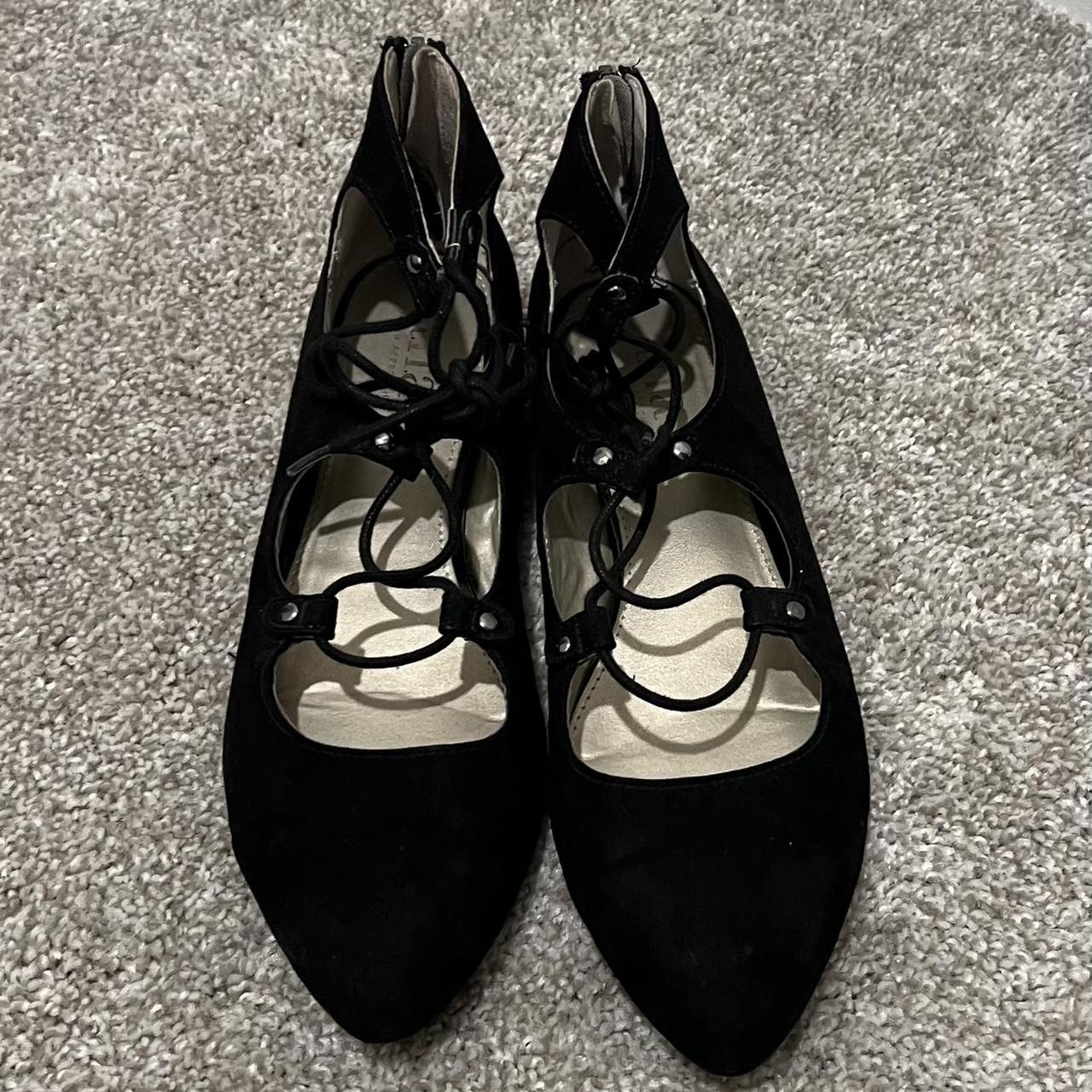 Black, a.n.a, tie up flats. size 8 women’s. slightly... - Depop