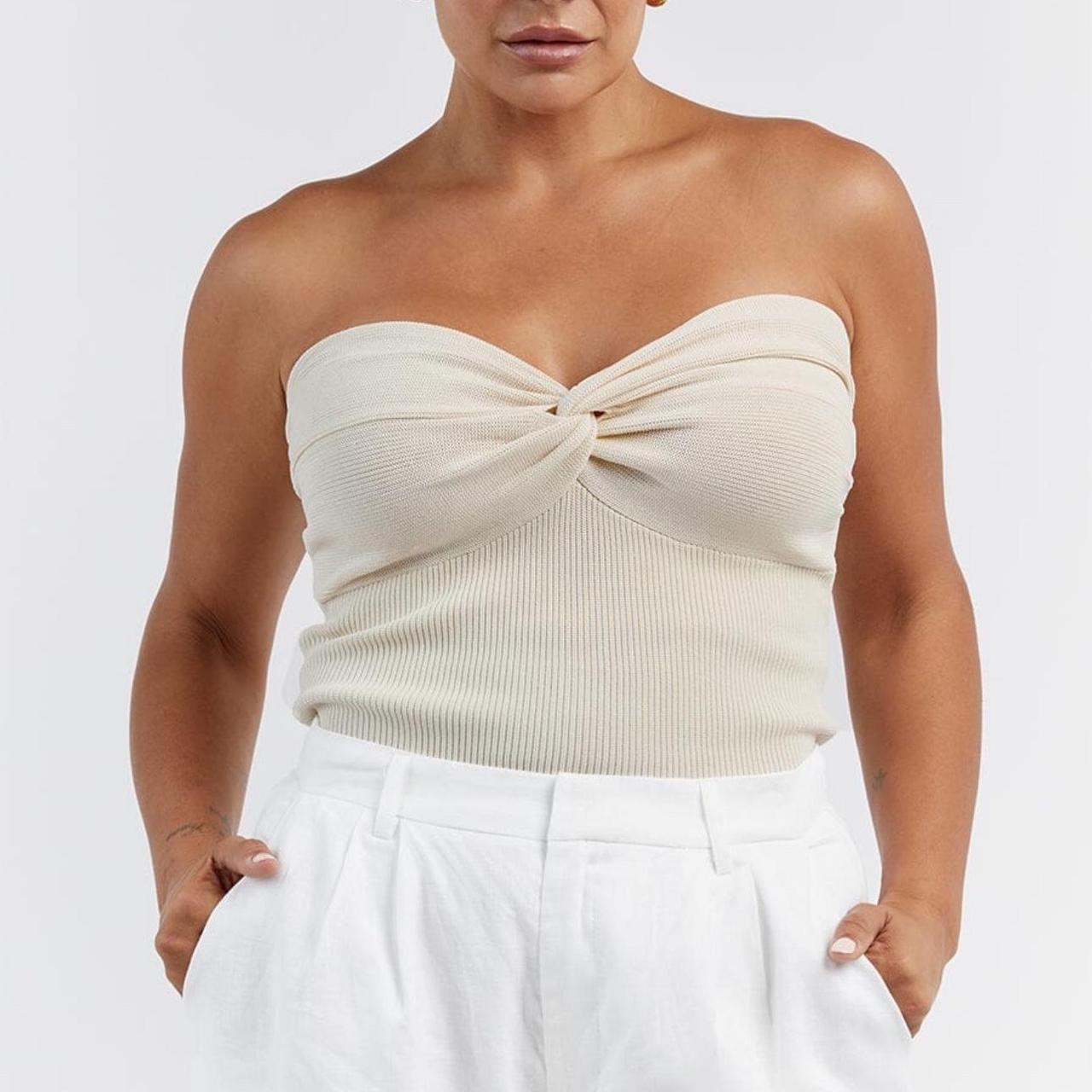 Dissh Anika Twisted Cream Knit Top Size Small Depop