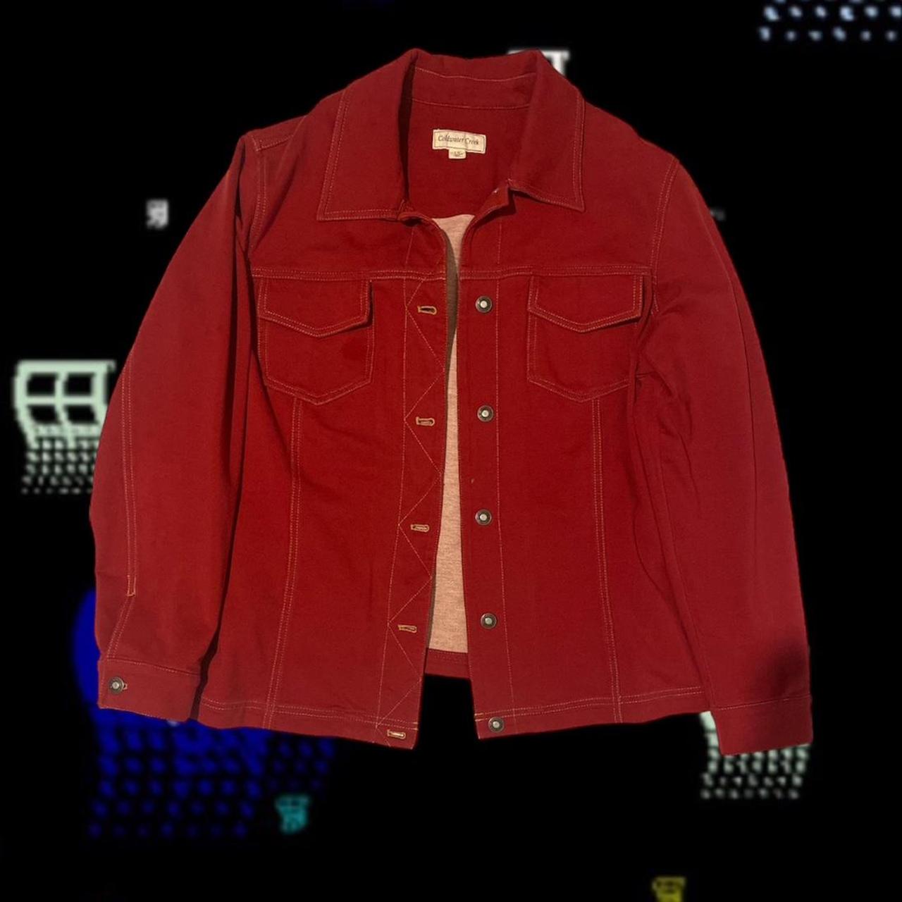 Vintage cotton red jacket Size M Nice jacket all... - Depop