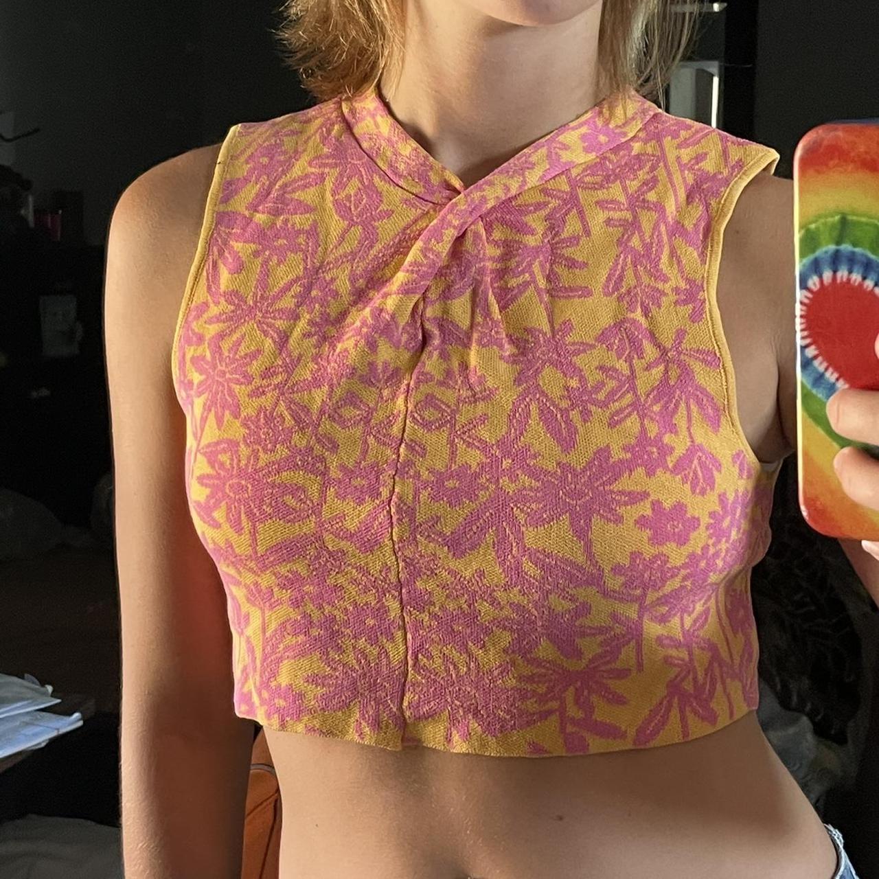 Tropical vacation print crop top from cider. Gives... - Depop