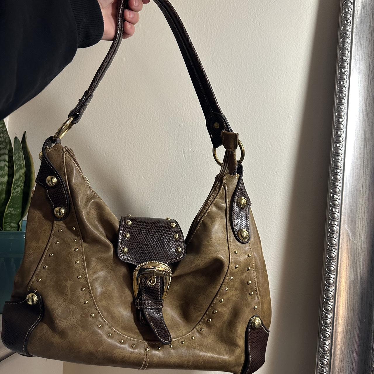 Early 2000s brown leather shoulder bag 9/10... - Depop