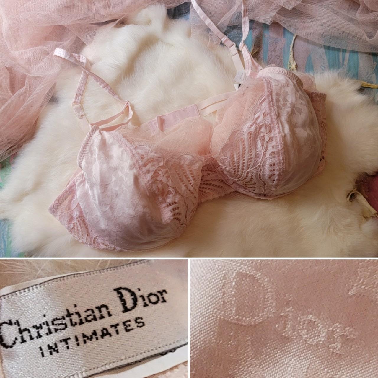 Vintage Christian Dior Intimates Pale Pink Silk Bra... - Depop