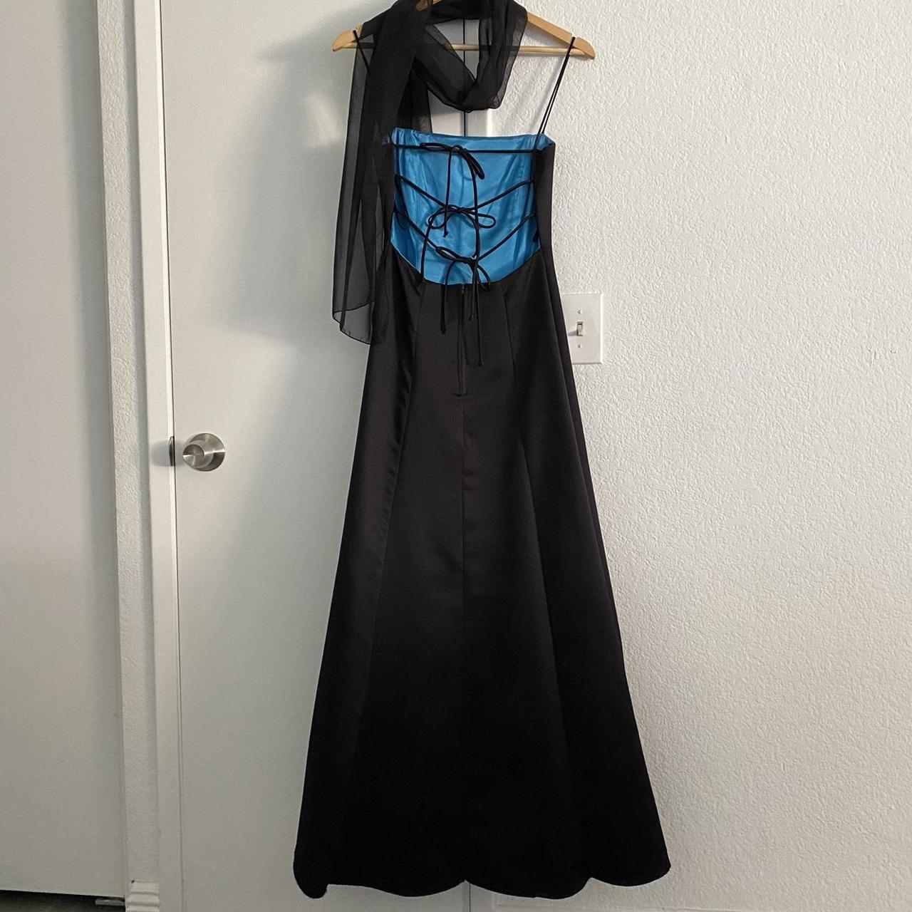 vintage glittery goth gown 🦋 blue and black prom... - Depop