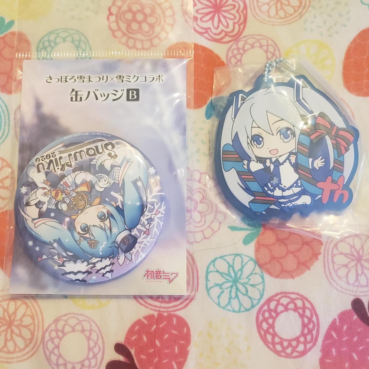 Pair of 2 Vocaloid Miku button and rubber strap -... - Depop