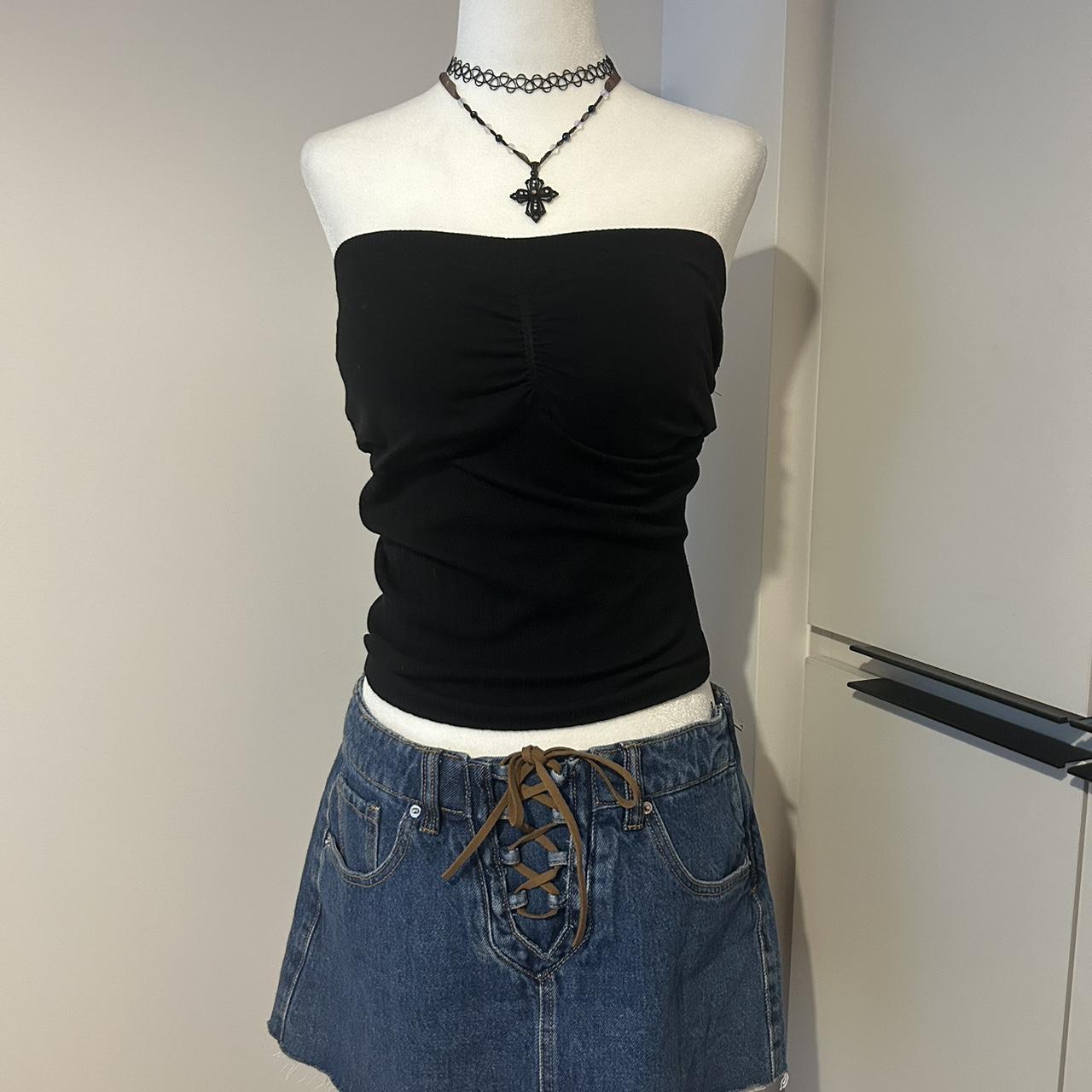 vintage black ribbed tube top brand: jules and... | Depop