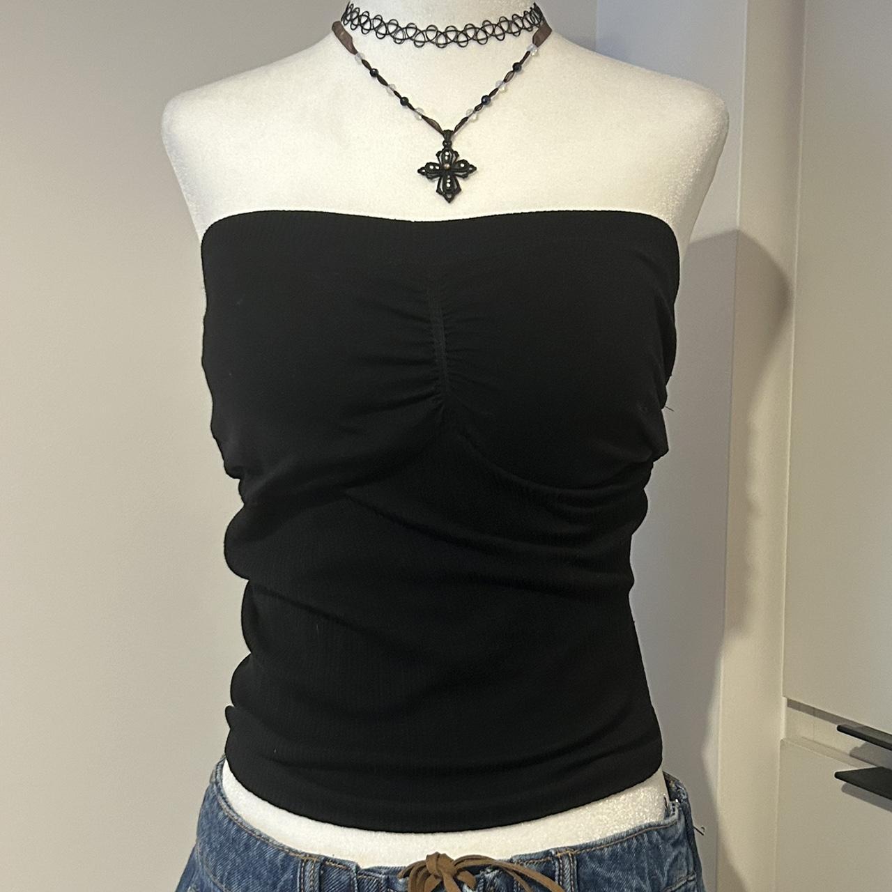 vintage black ribbed tube top brand: jules and... | Depop