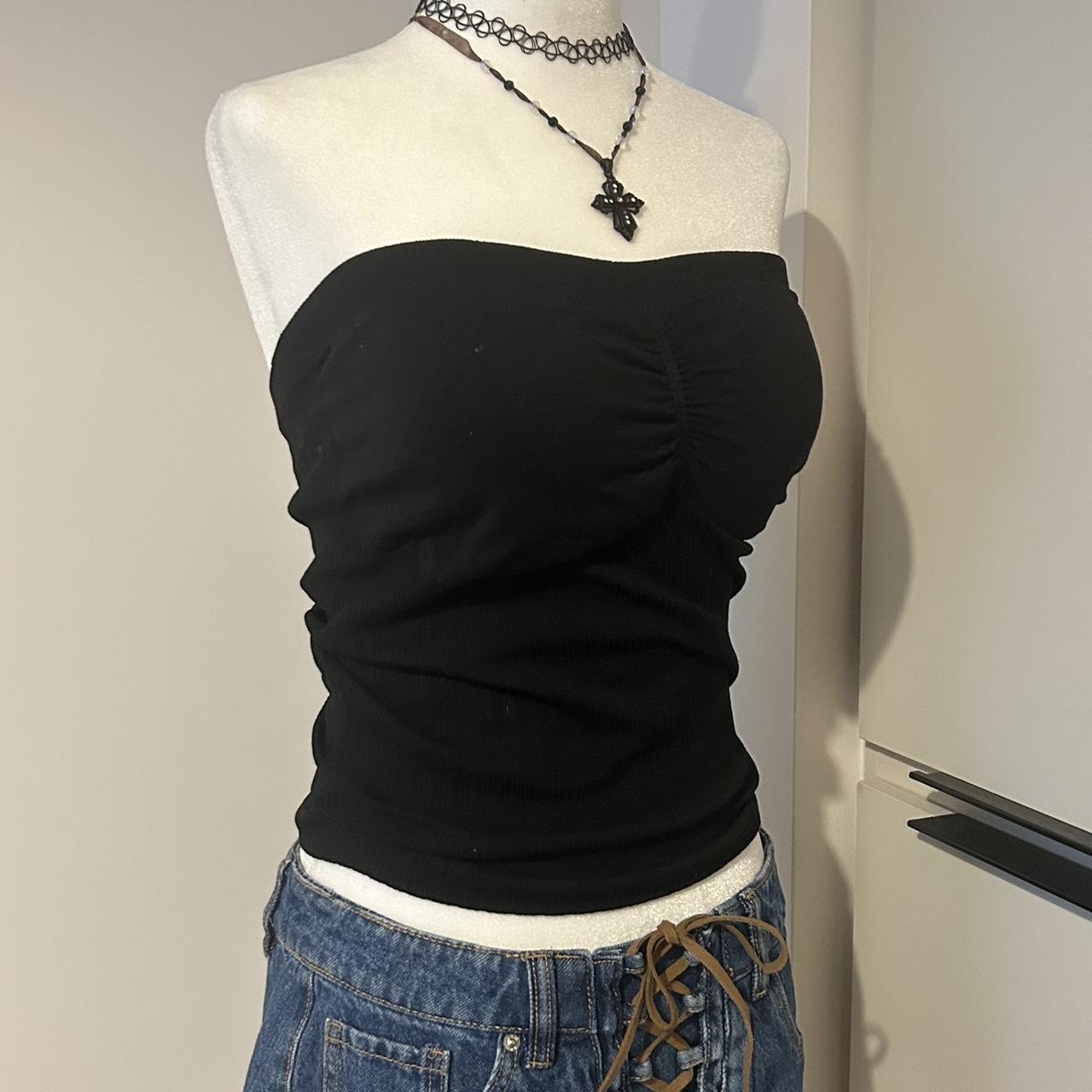 vintage black ribbed tube top brand: jules and... | Depop