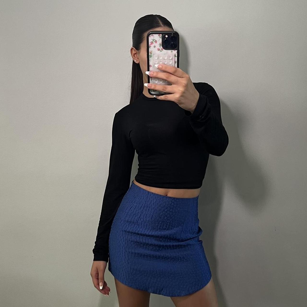 zara deep blue mini skirt message me with any... - Depop