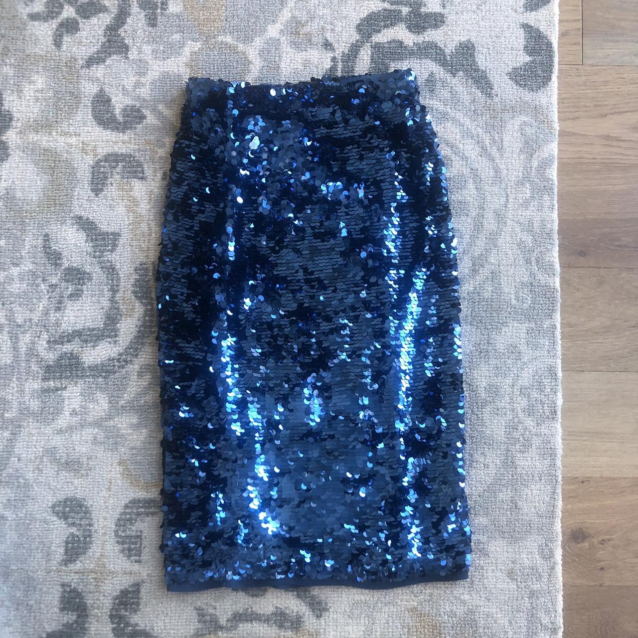 Halogen Sequin Pencil Skirt Blue Sequin Pencil Depop