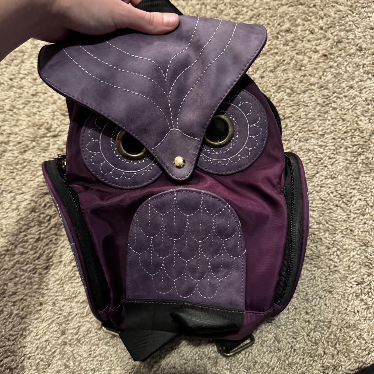Purple Owl mini backpack Damage: the zipper on the... - Depop