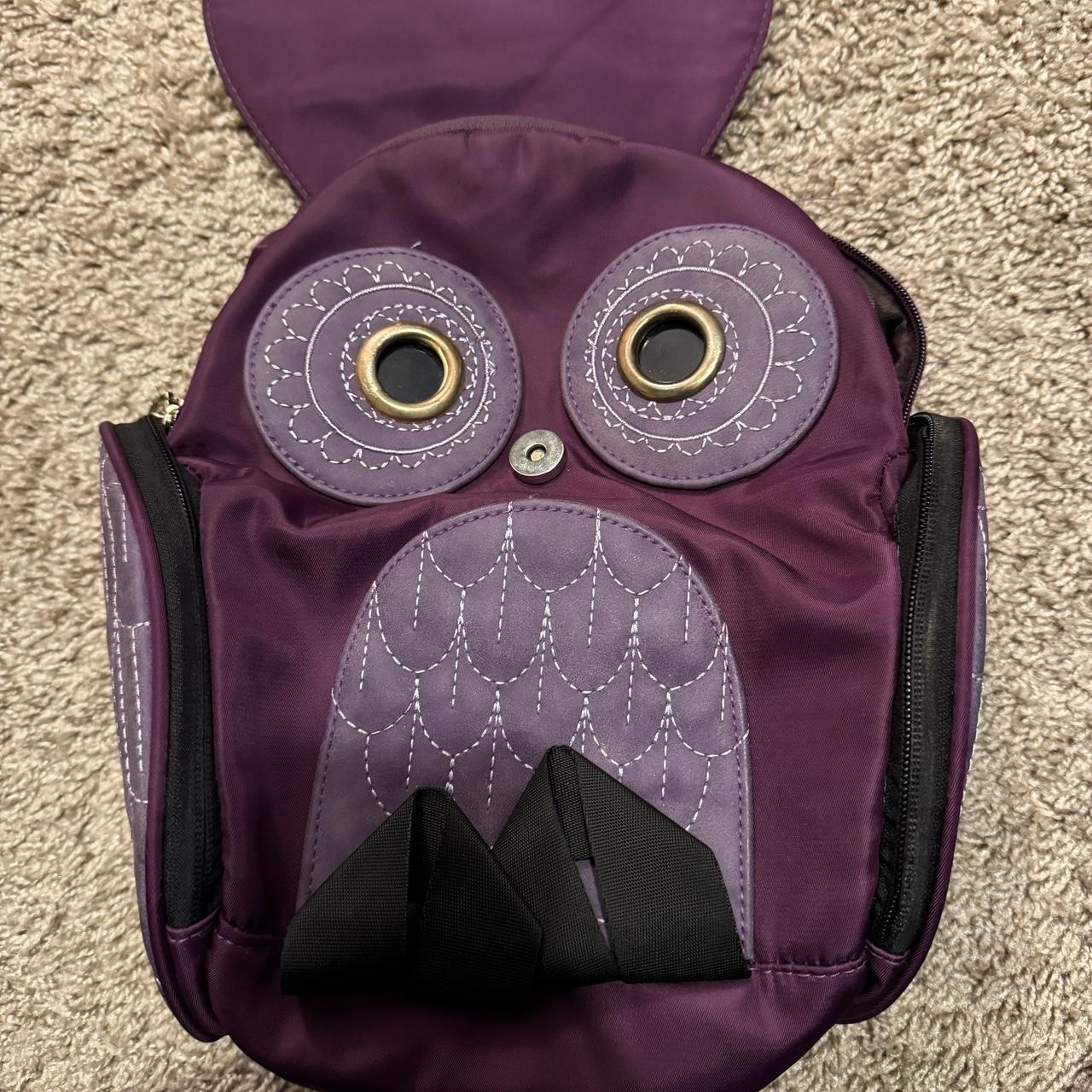 Purple Owl mini backpack Damage: the zipper on the... - Depop