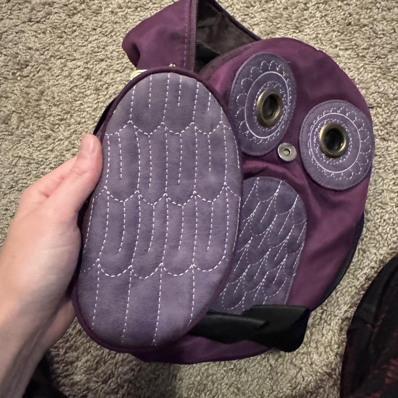 Purple Owl mini backpack Damage: the zipper on the... - Depop