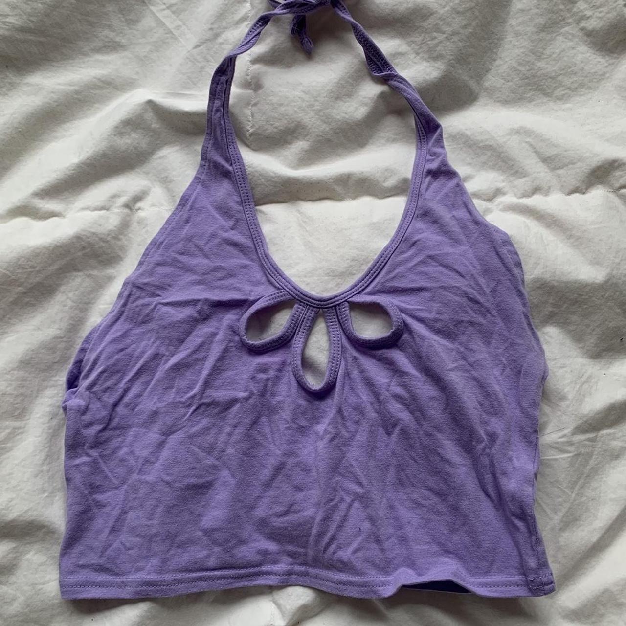 pacsun purple halter top. string tie halter with... - Depop