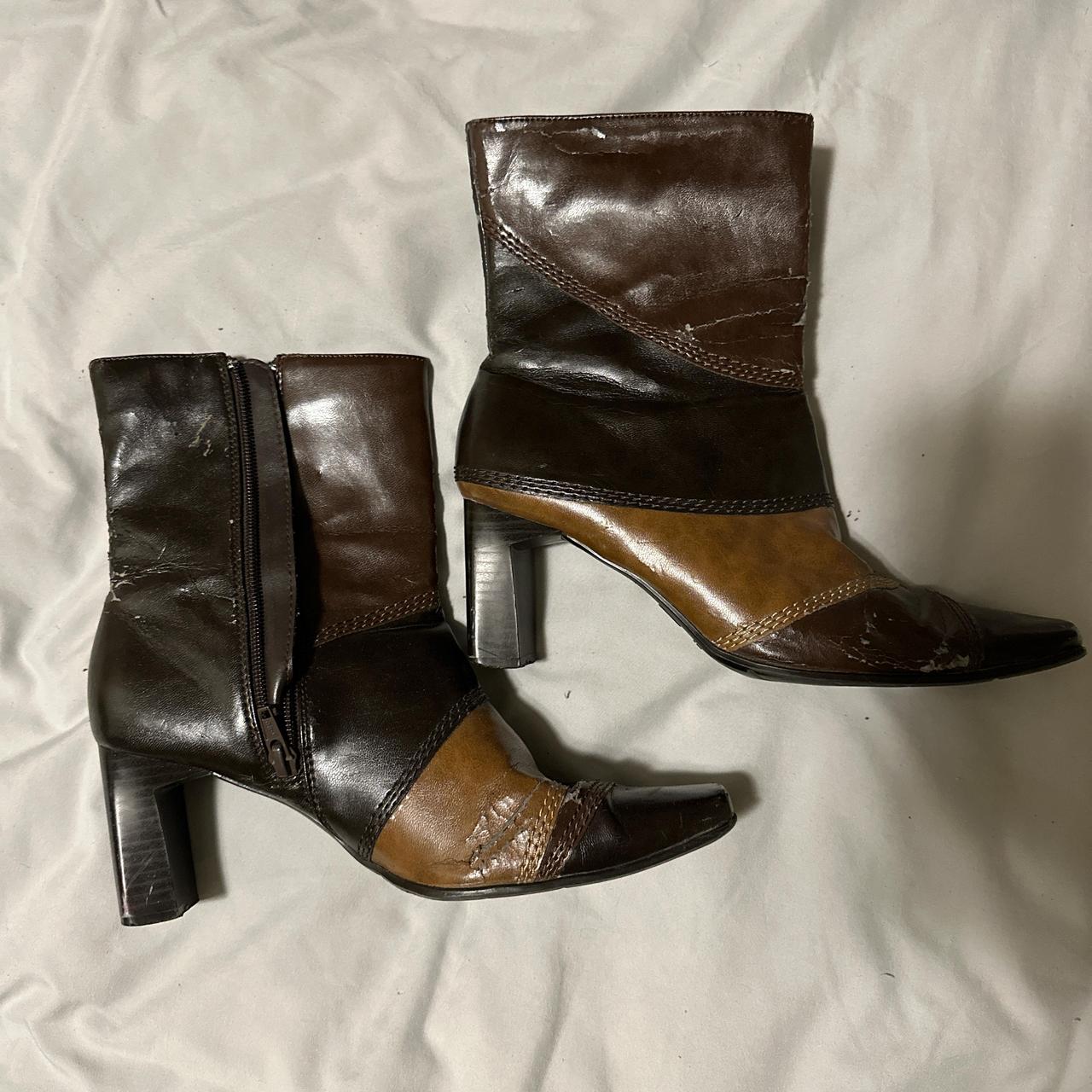 Brown Multi Colored Ankle Boots Brown multi colored... - Depop