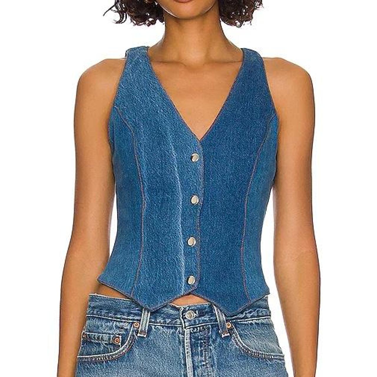 EB Denim Ava Vest in Dark Wash! Seen on Bella... - Depop