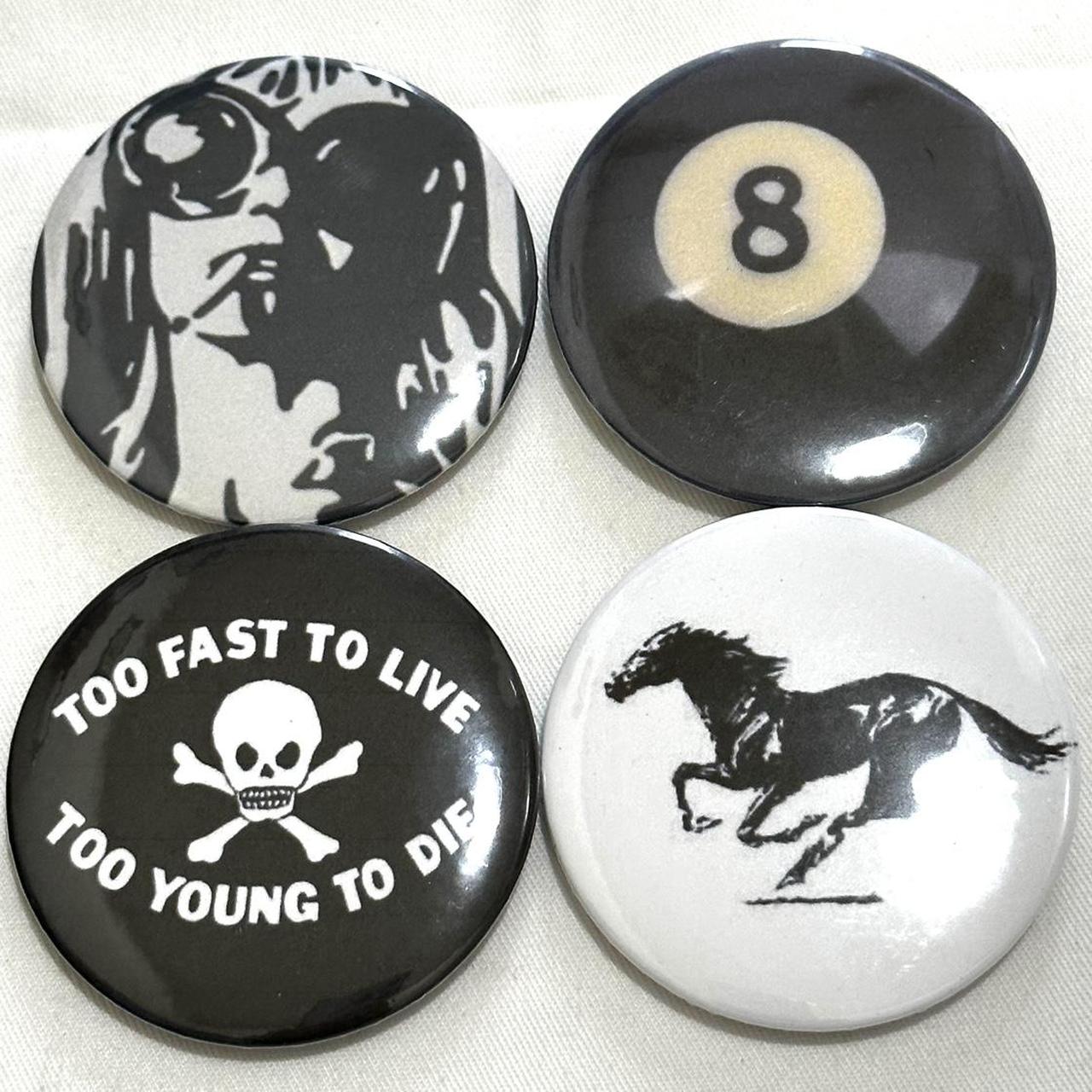 58mm/2.25in Black and White Pin Set handmade... | Depop