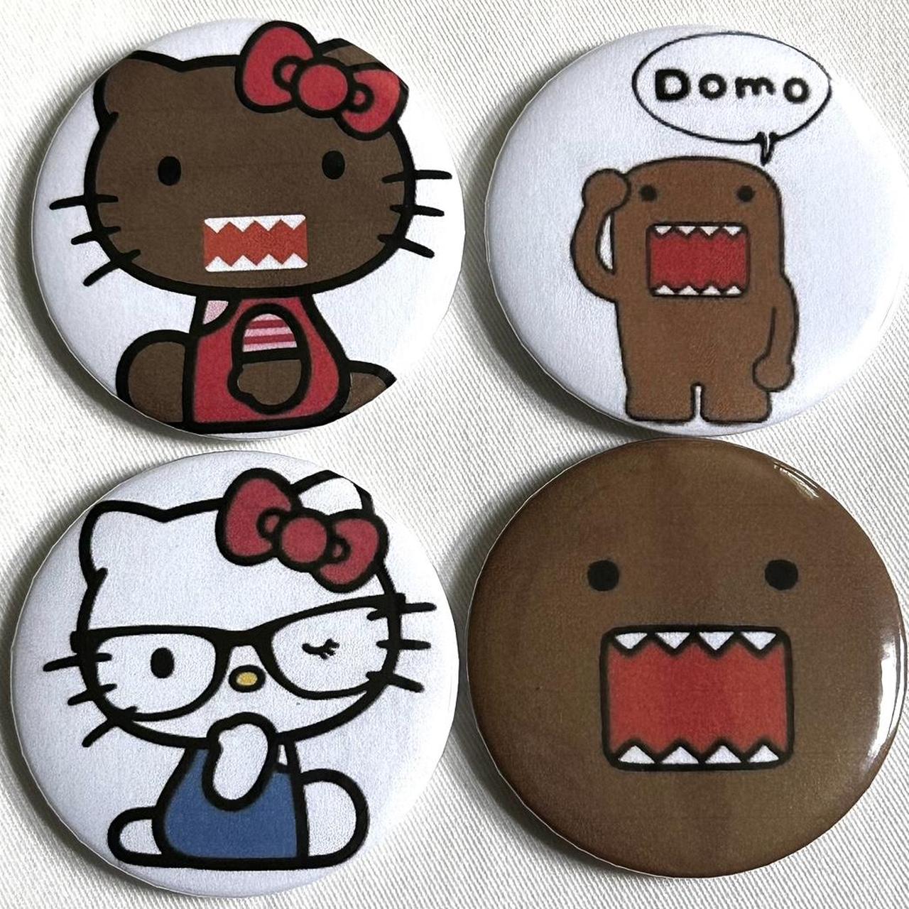 58mm/2.25in Hello Kitty and Domo pins handmade... - Depop