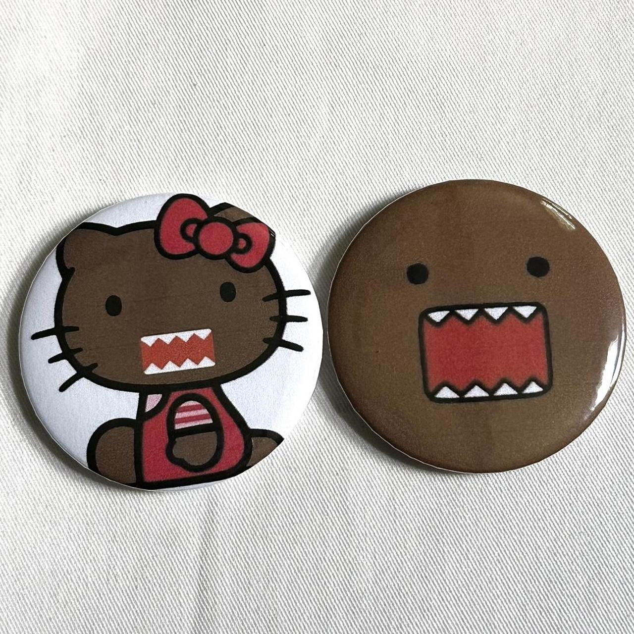 58mm/2.25in Hello Kitty and Domo pin set handmade... - Depop