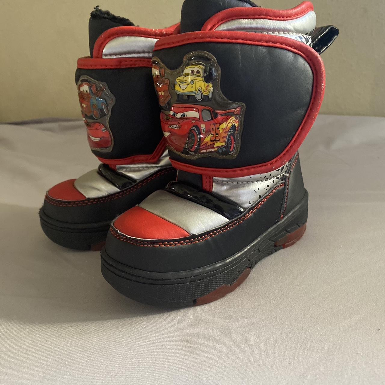 Size 7 in children’s bulky black red lightning... | Depop