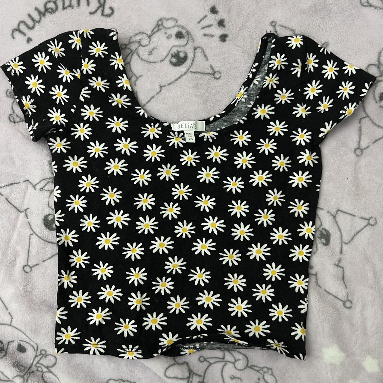 delia’s sunflower crop top size xs excellent... - Depop