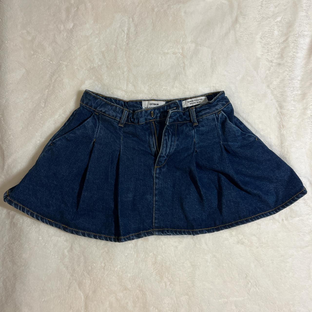 Cotton On Denim Pleated Micro Mini. Never Worn. - Depop