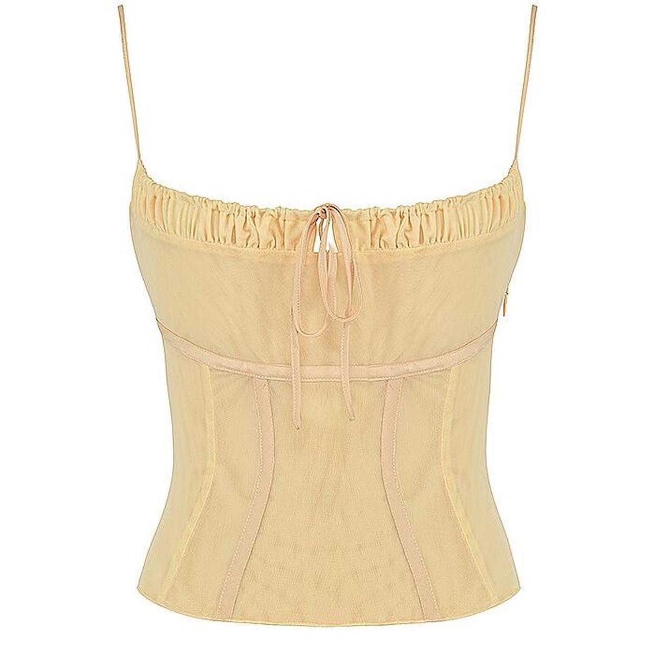 mistress rocks butter yellow corset top mesh... - Depop