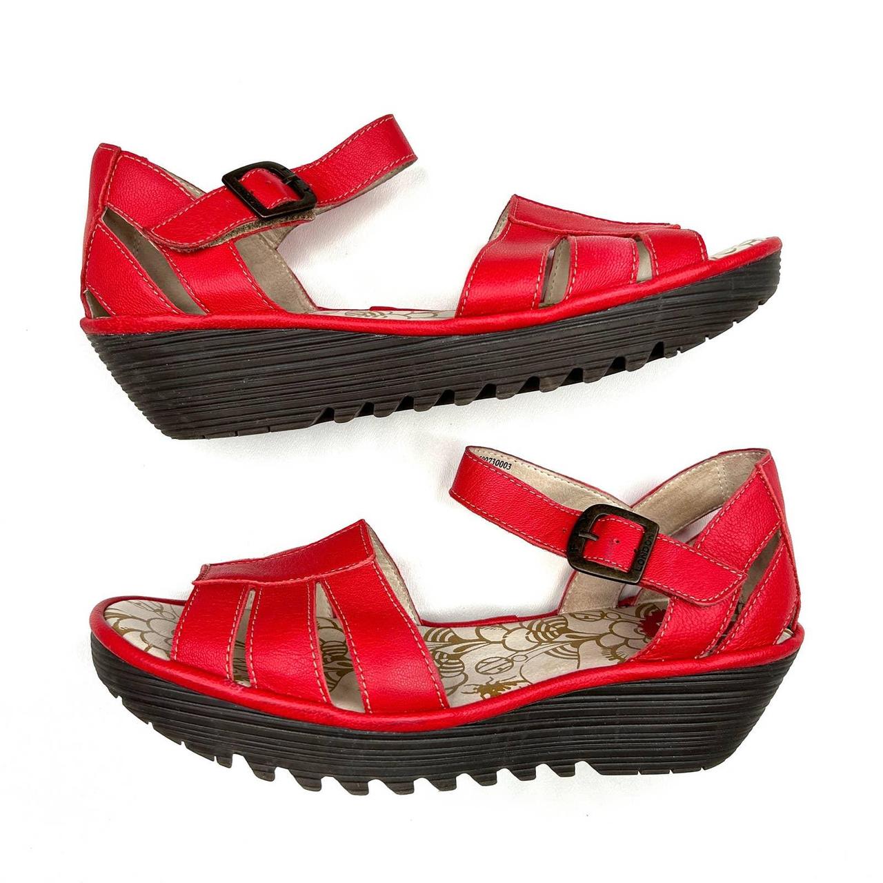 Fly London | Genuine Leather Red Sandal Wedge FREE... - Depop